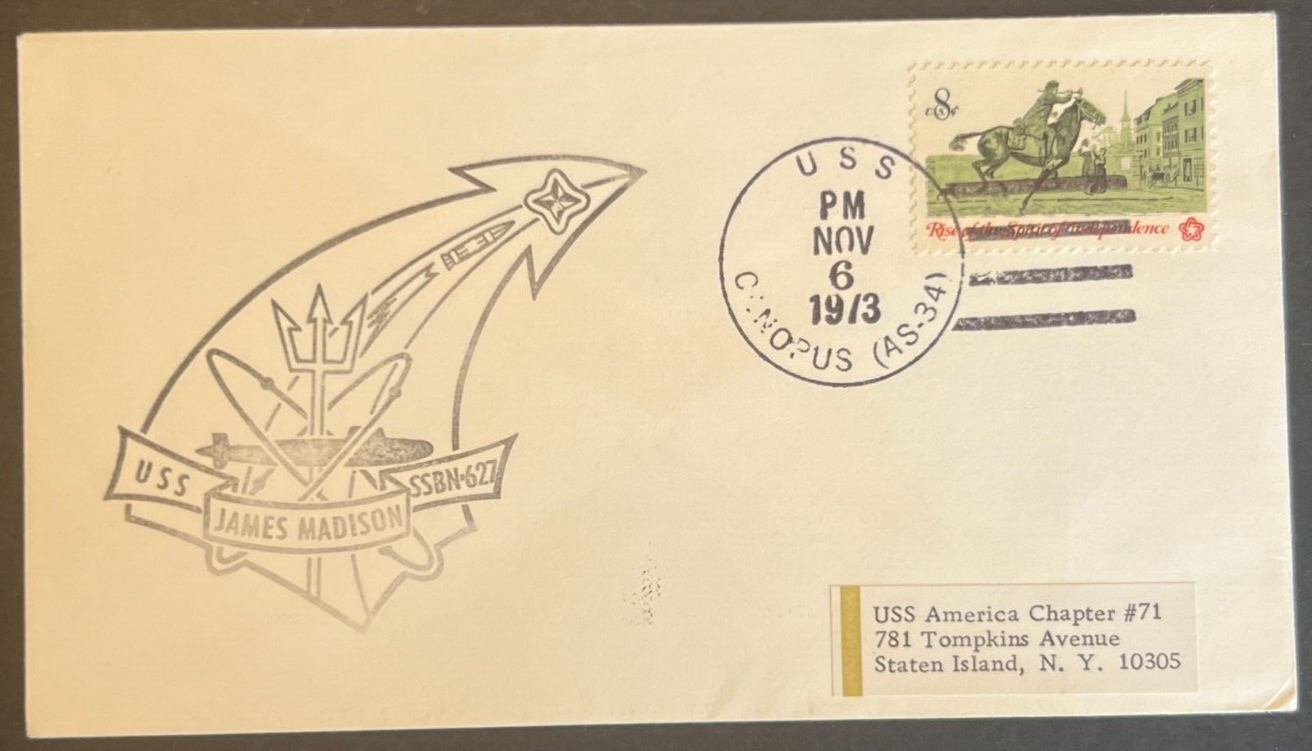 USS James Madison Ssbn-627 NOV 1991 With USS Canopus (As-34) Cancel ...