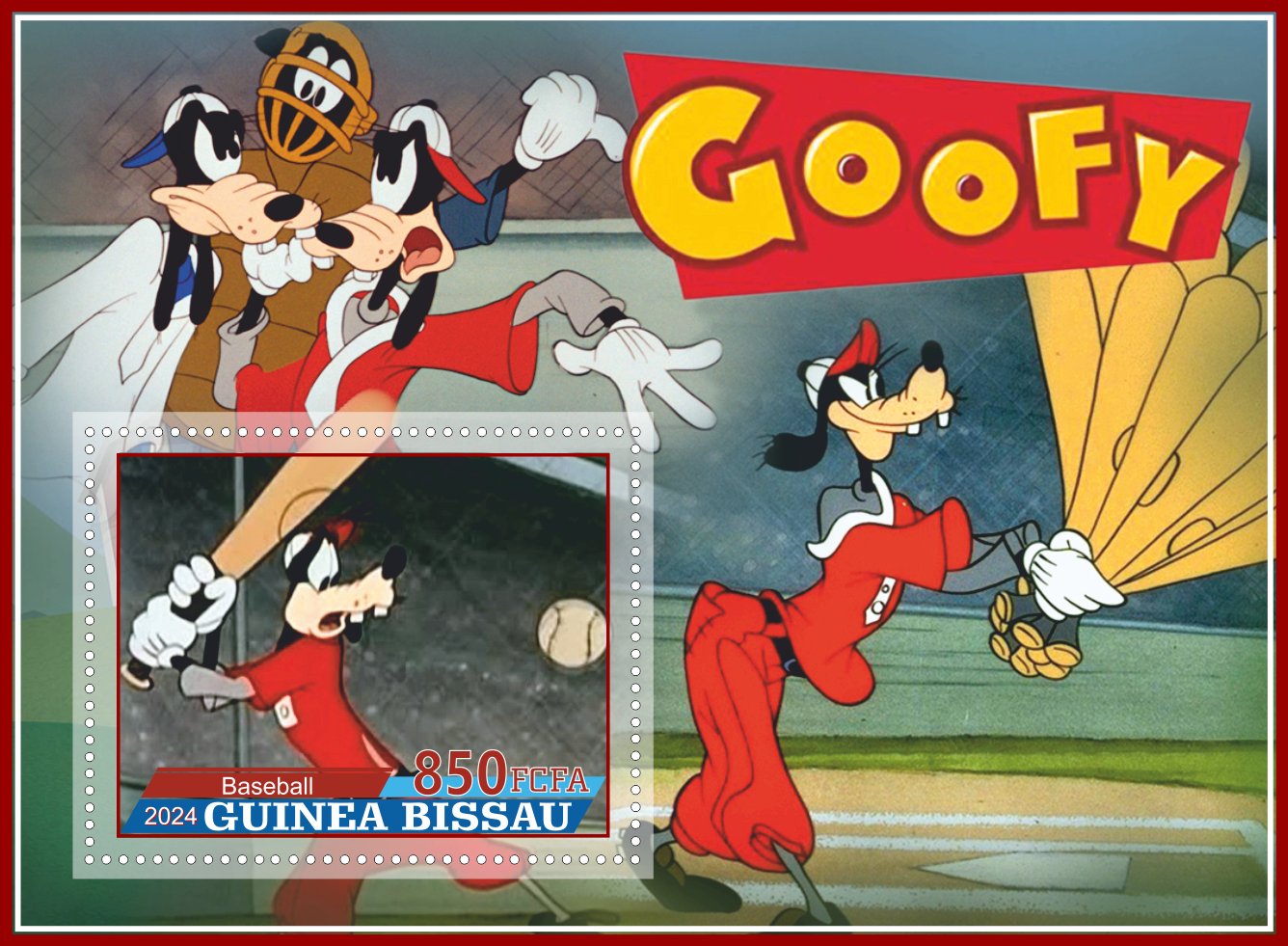 Stamps. Disney Goofy Baseball, Rugby, Golf 2024 year 6 sheets ...