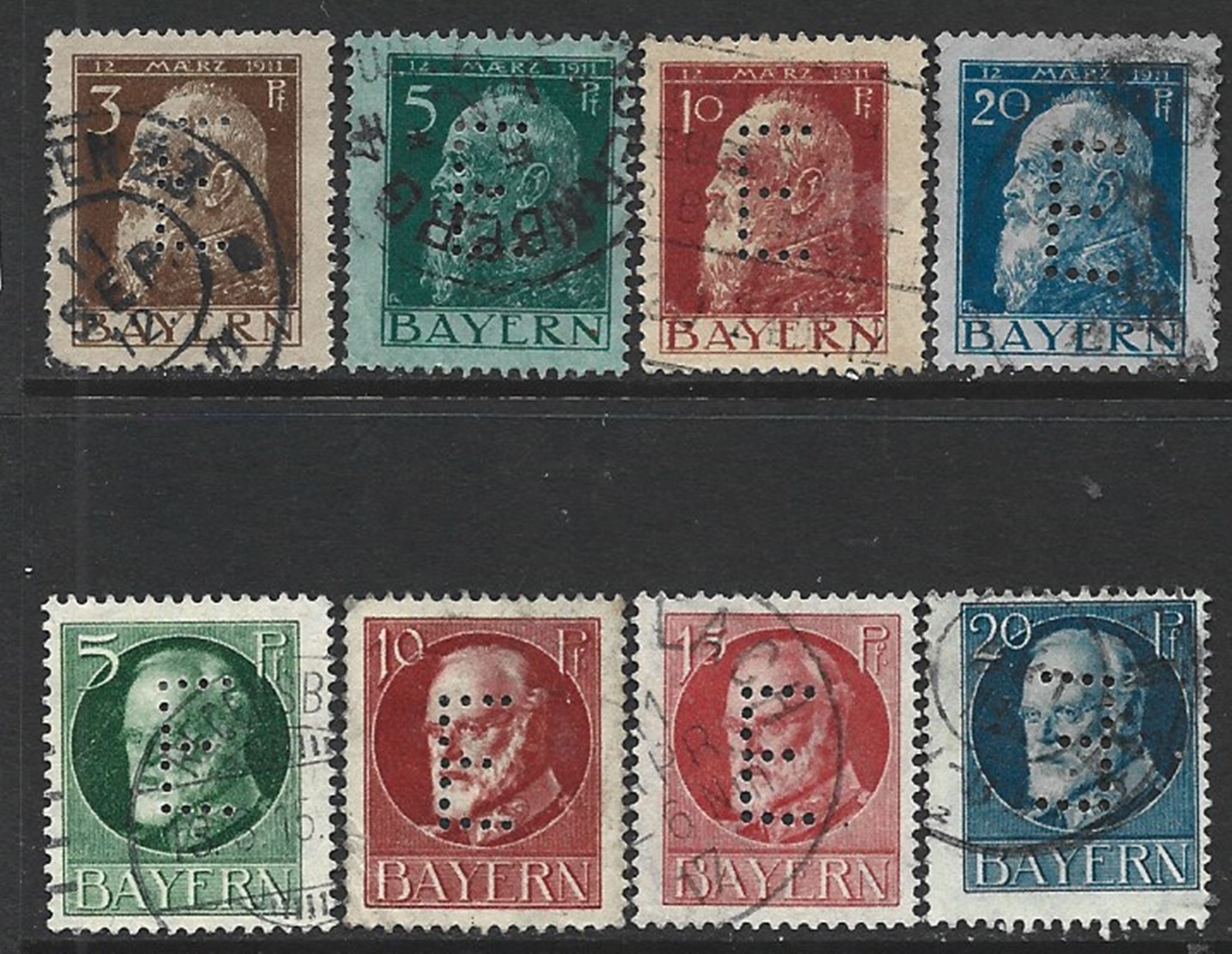 Collection LOT 12576 Bavaria 8 Official Stamps (20 PF Last ROW Inv ...