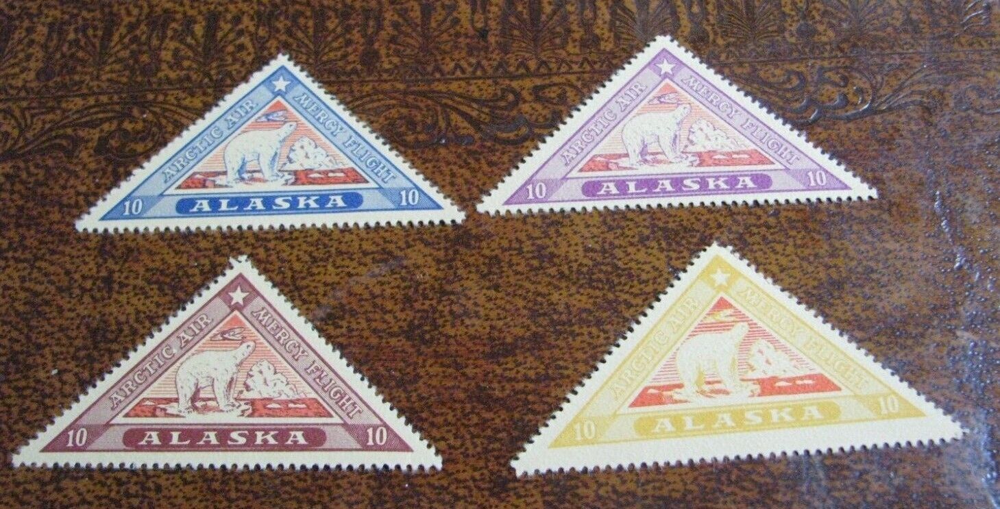 Alaska Arctic Air Mercy Flight Triangle Stamps - Thick Paper ...