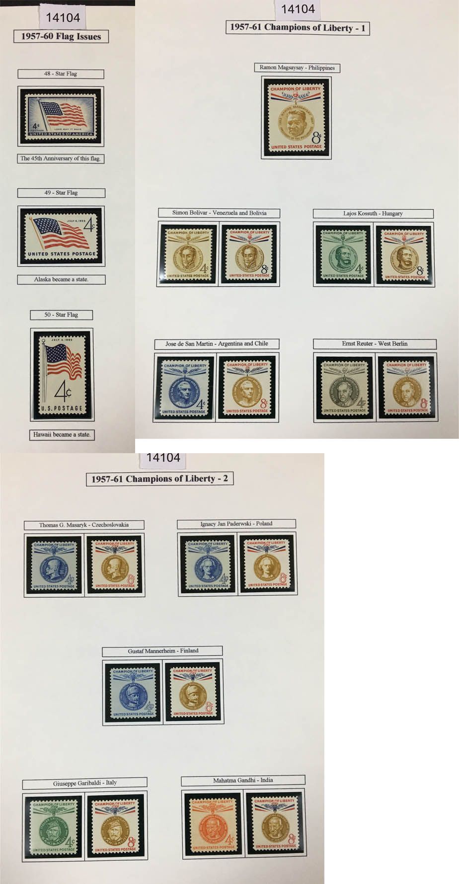 US Stamps # 1094/1175 1957-1960 Flag Issues Mint OG NH Collections LOT ...