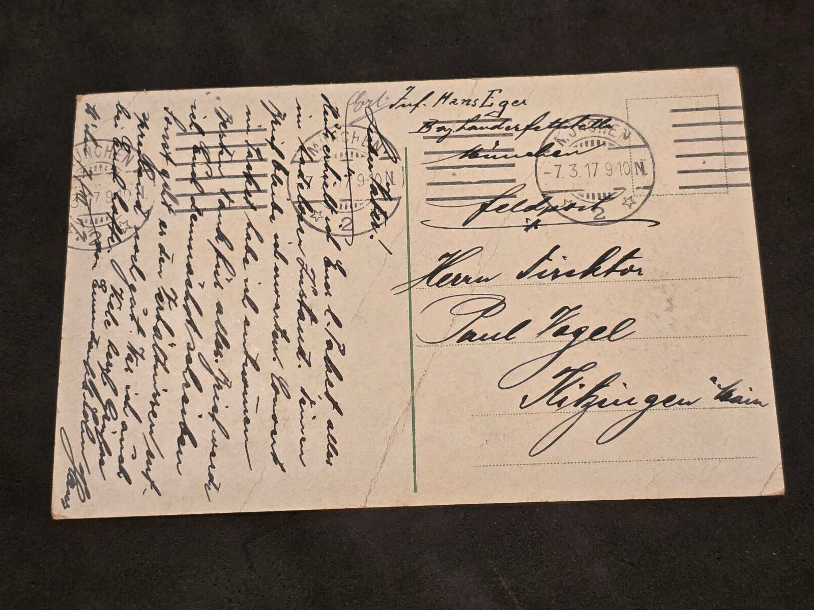 1917 IMPERIAL SOLDIERS MAIL FELDPOST MUNCHEN WW1 WWI German Reich era ...