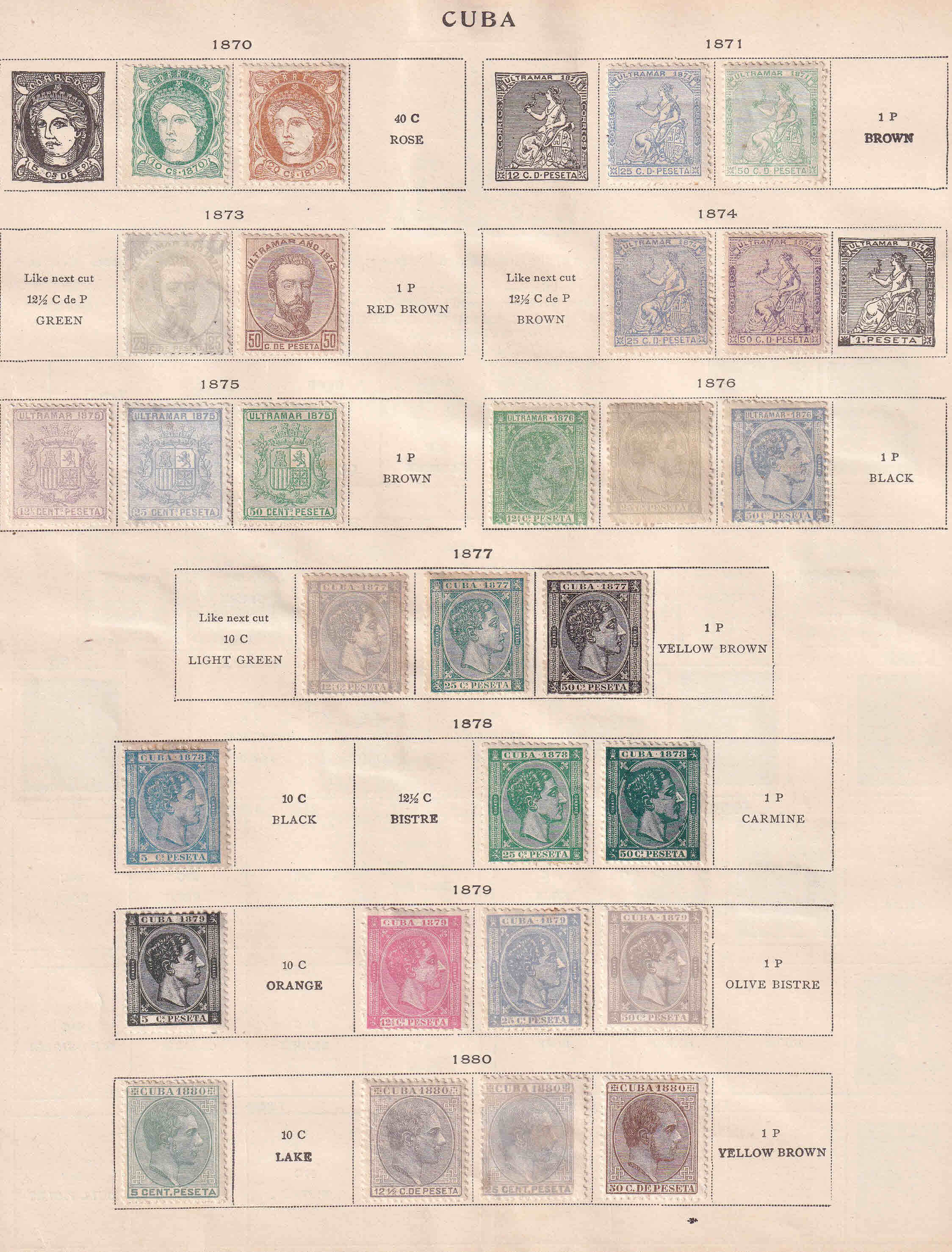 CUBA 2 ALBUM PAGES 1855+ MUCH MINT COLLECTION LOT 41 STAMPS ...