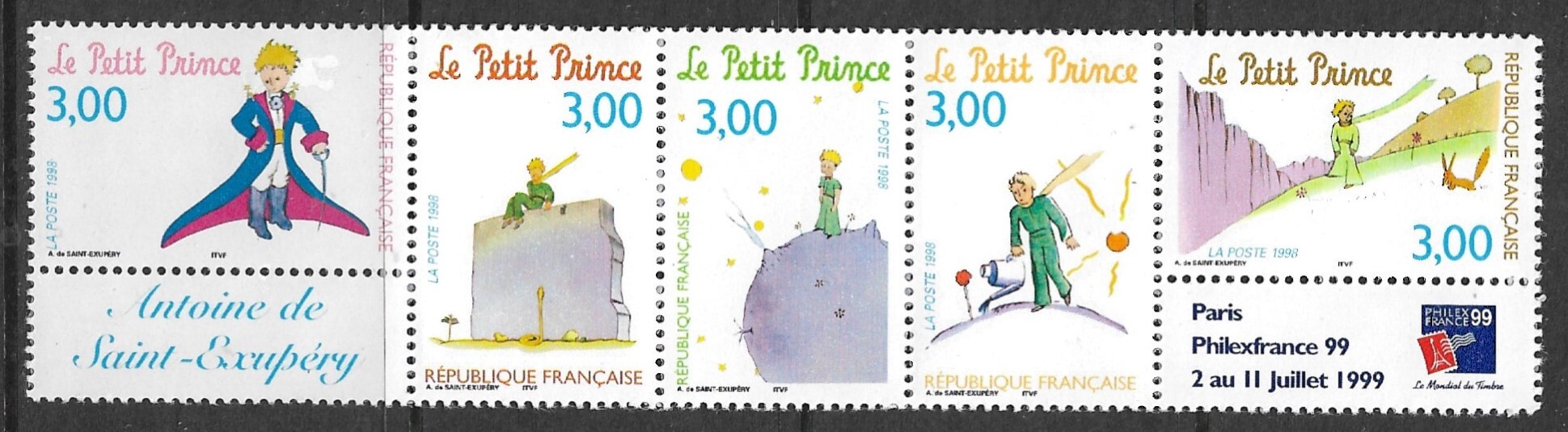 FRANCE 1998 The Little Prince Set As Strip w Labels Sc 2668 MNH ...
