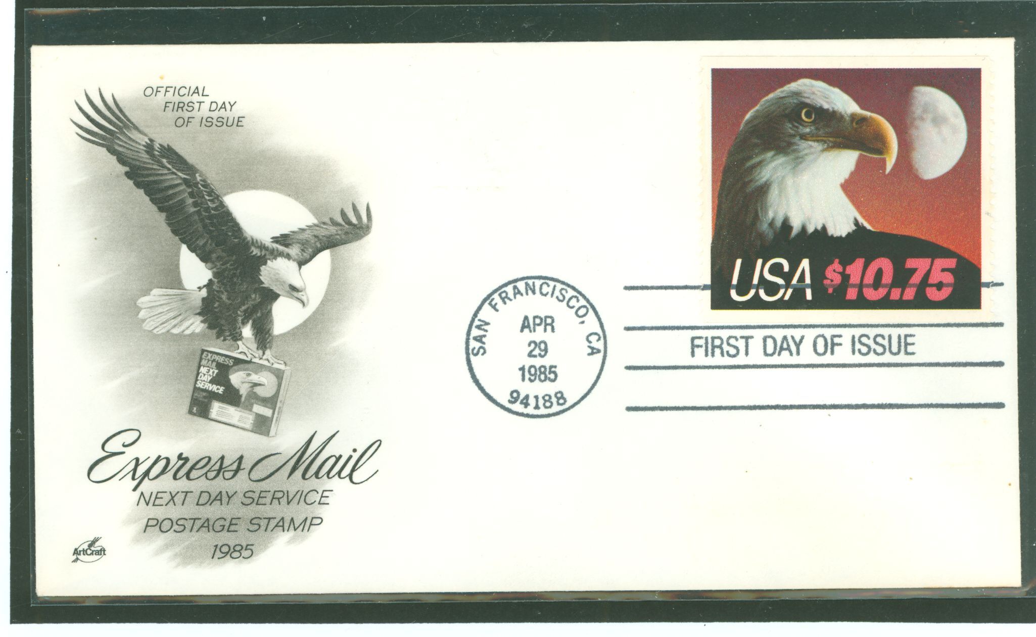 US 2122 1985 $10.75 Eagle and half moon (Express mail) on an ...