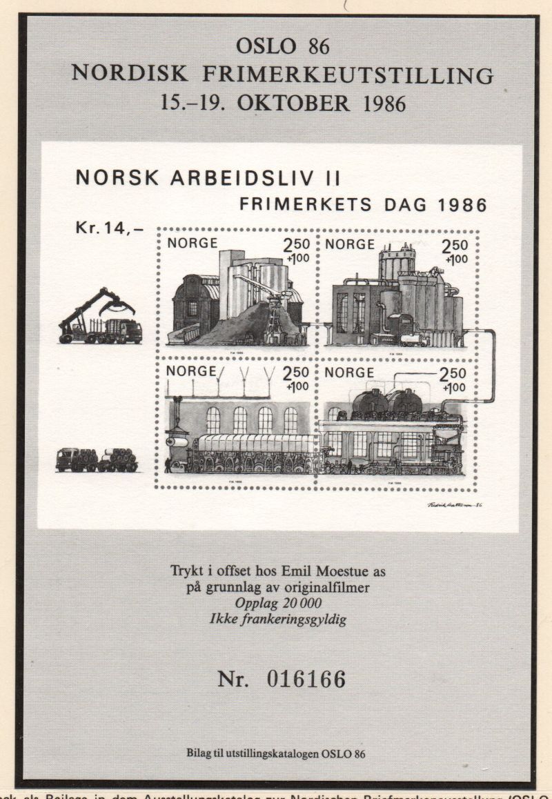 Norway 1986 Paper Industry OSLO 86 Stamp Show souvenir sheet | Europe ...