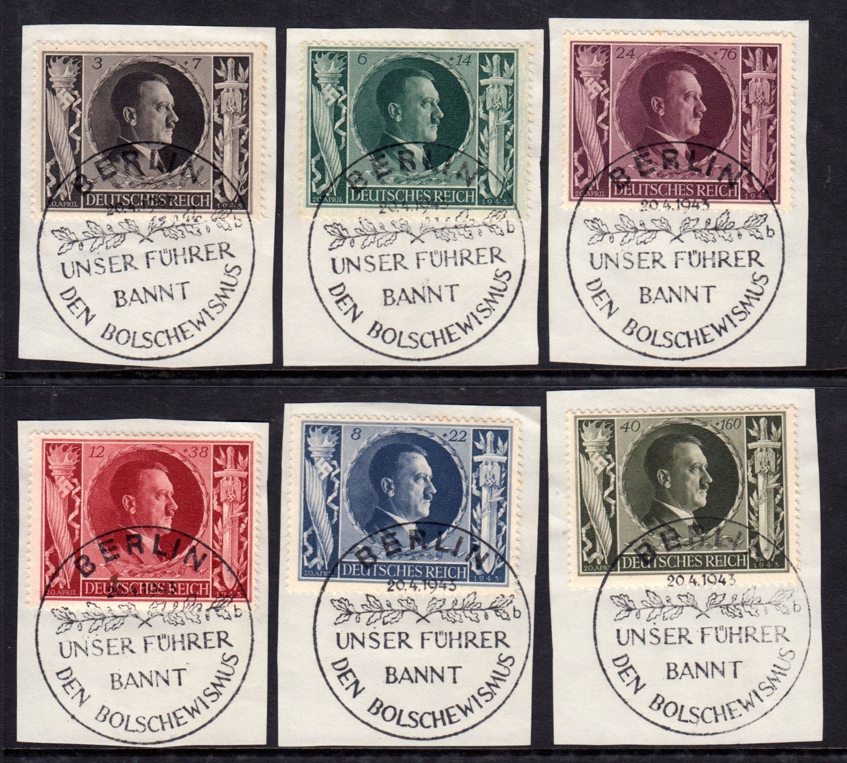 Nazi Germany Third Reich 1943 Hitler's Birthday Special Cancel Set SC ...