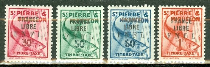 FU: St Pierre & Miquelon J48-56 mint CV $178.50; scan shows only a few ...