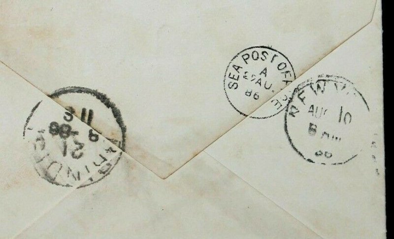 US #205 Sea Post 1886 "True" Sea Post Office Cover Maine to Calcutta ...