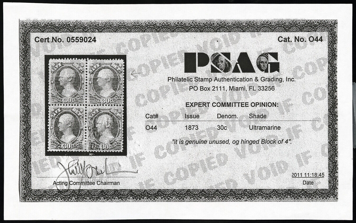 US Stamps # O44 MNH F-VF Official Scott Value $3,000.00 | United States ...