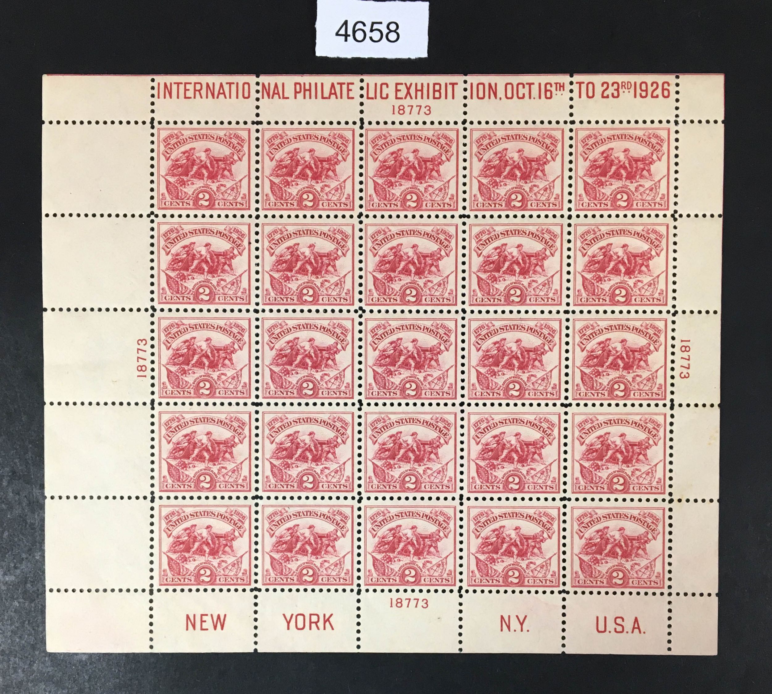 US Stamps # 630 White Plain Sheet Mint OG NH VF LOT #4658 | United ...