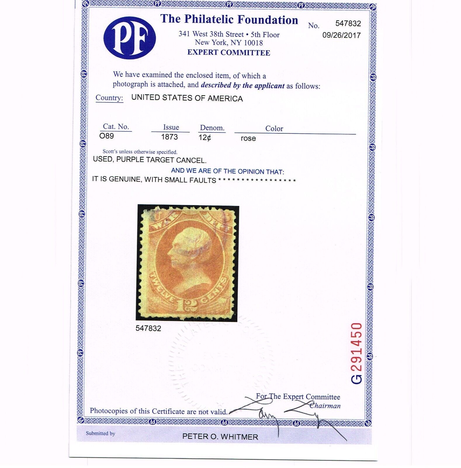Affordable Genuine Scott #O89 Used 1873 Rose Official 12¢ WAR Dept PF ...