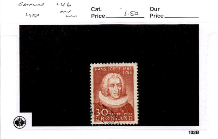 Greenland, Postage Stamp, #46 Used, 1957 Hans Egede (AC) | Europe ...