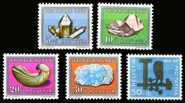 Scott #B292-6 Minerals MNH | Europe - Switzerland, Semi-Postal Stamp ...