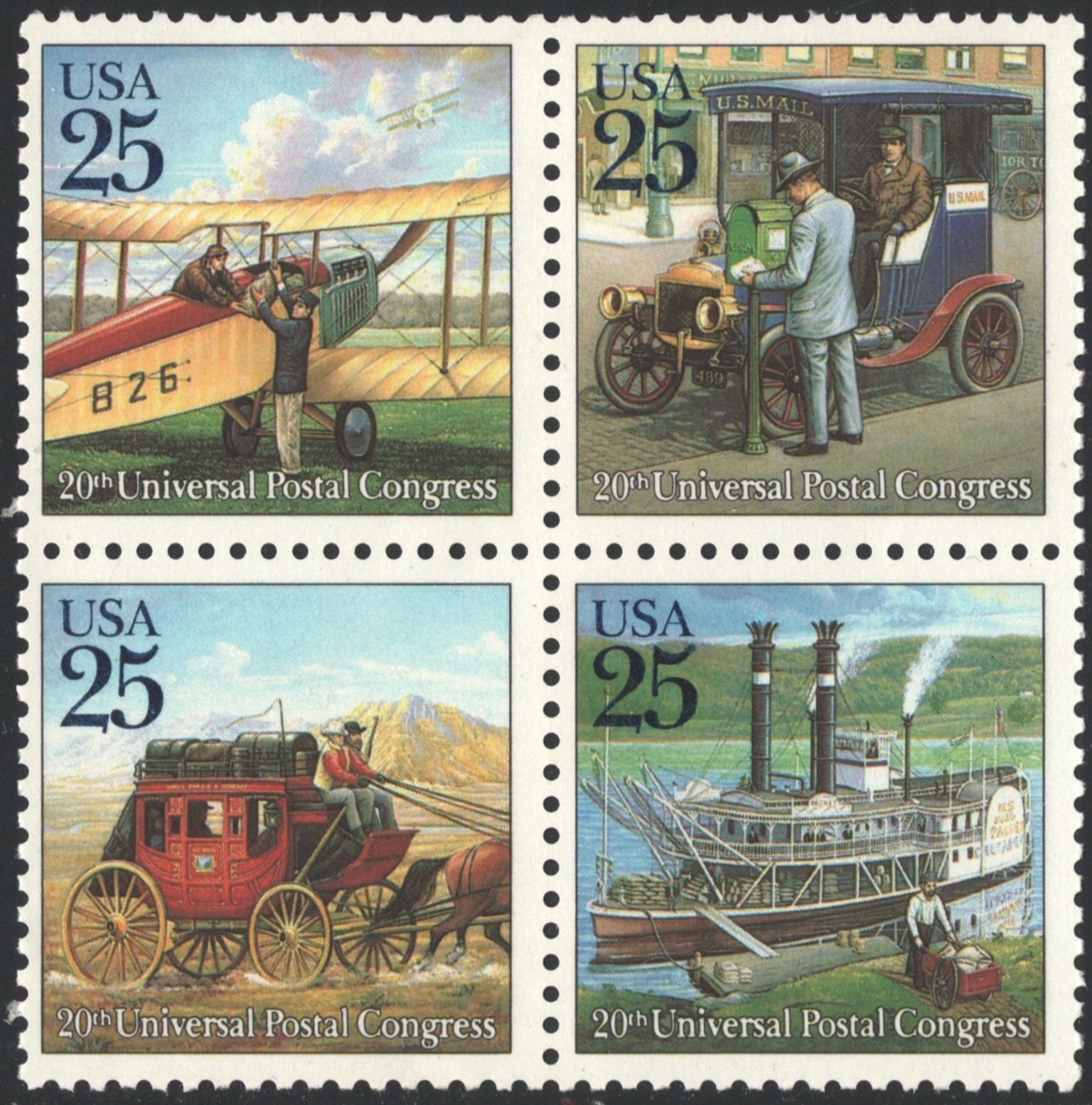 SC#2434-2437 25¢ Traditional Mail Delivery Block of Four (1989) MNH ...
