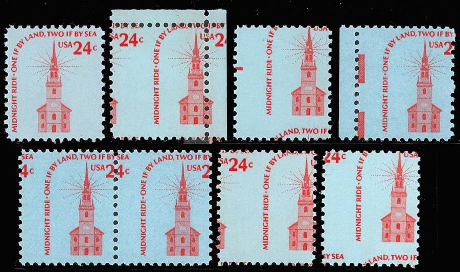 1603, Mint NH 24¢ - 7 Different Misperfed Stamp Errors - Stuart Katz ...