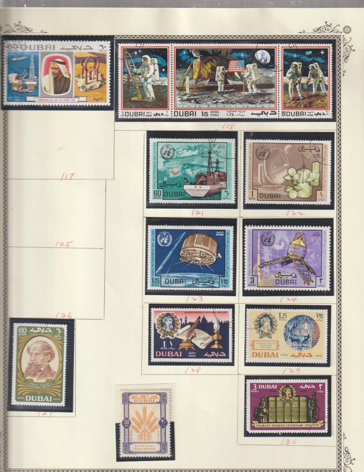 DUBAI Collection 1969-1972 7 Album Pages 95 Different CTO stamps Great ...