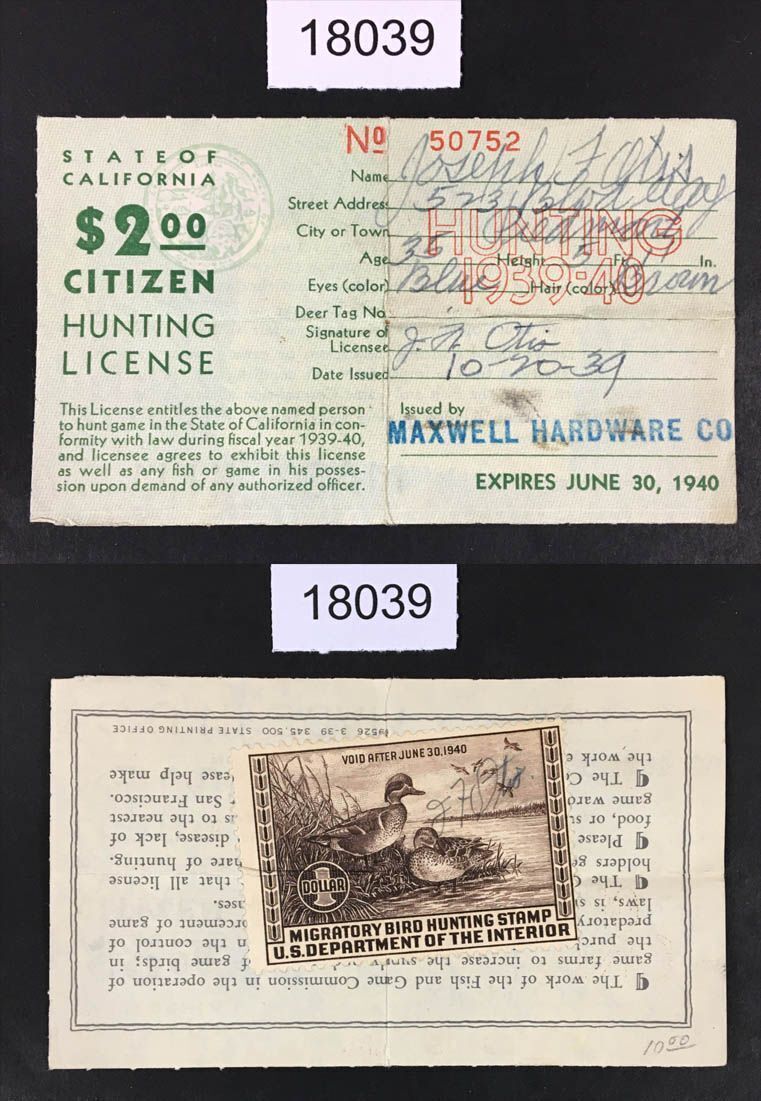 US Stamps # RW6 Hunting License Duck Used $50 LOT #18039 | United ...