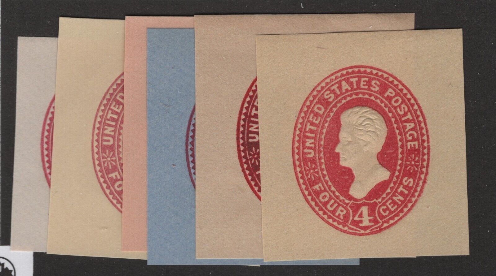 U324 - U329 XF unused cut squares with nice color cv $ 33 ! see pic ...