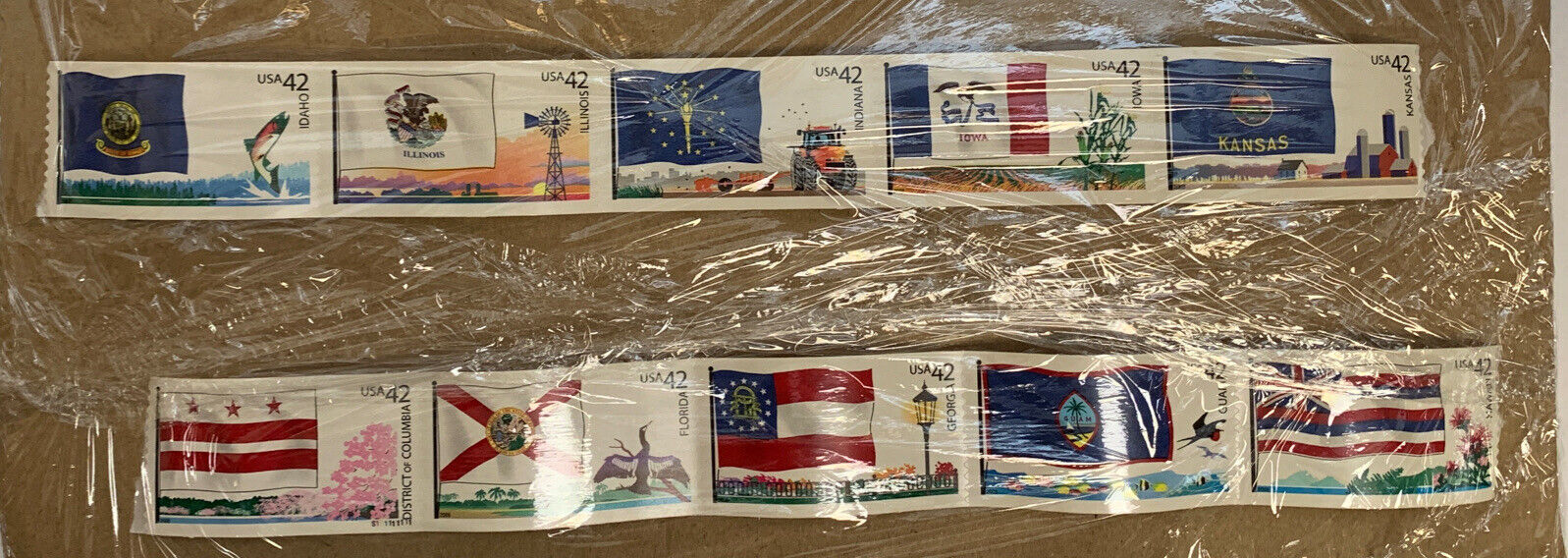US SCOTT 4283-4292 42c FLAGS OF OUR NATION SET 2 - MNH 2 Strips of 5 ...