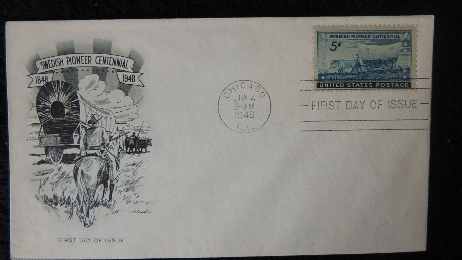 USA 1948 FDC swedish pioneers centennial horse wagons good used ...