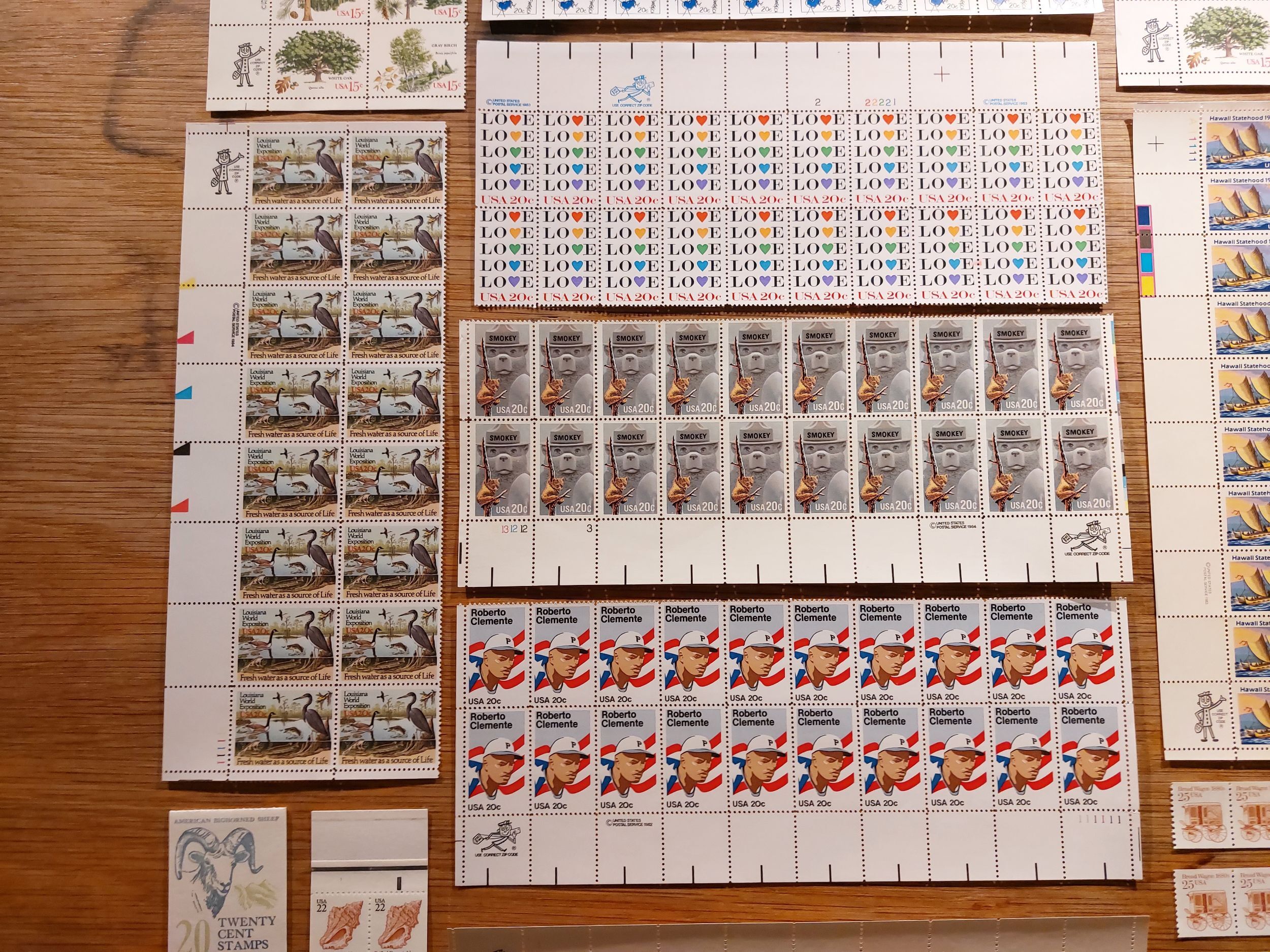 USA 1970-1990. Postage: stamps, sheets, booklets, valid Face value 100 ...