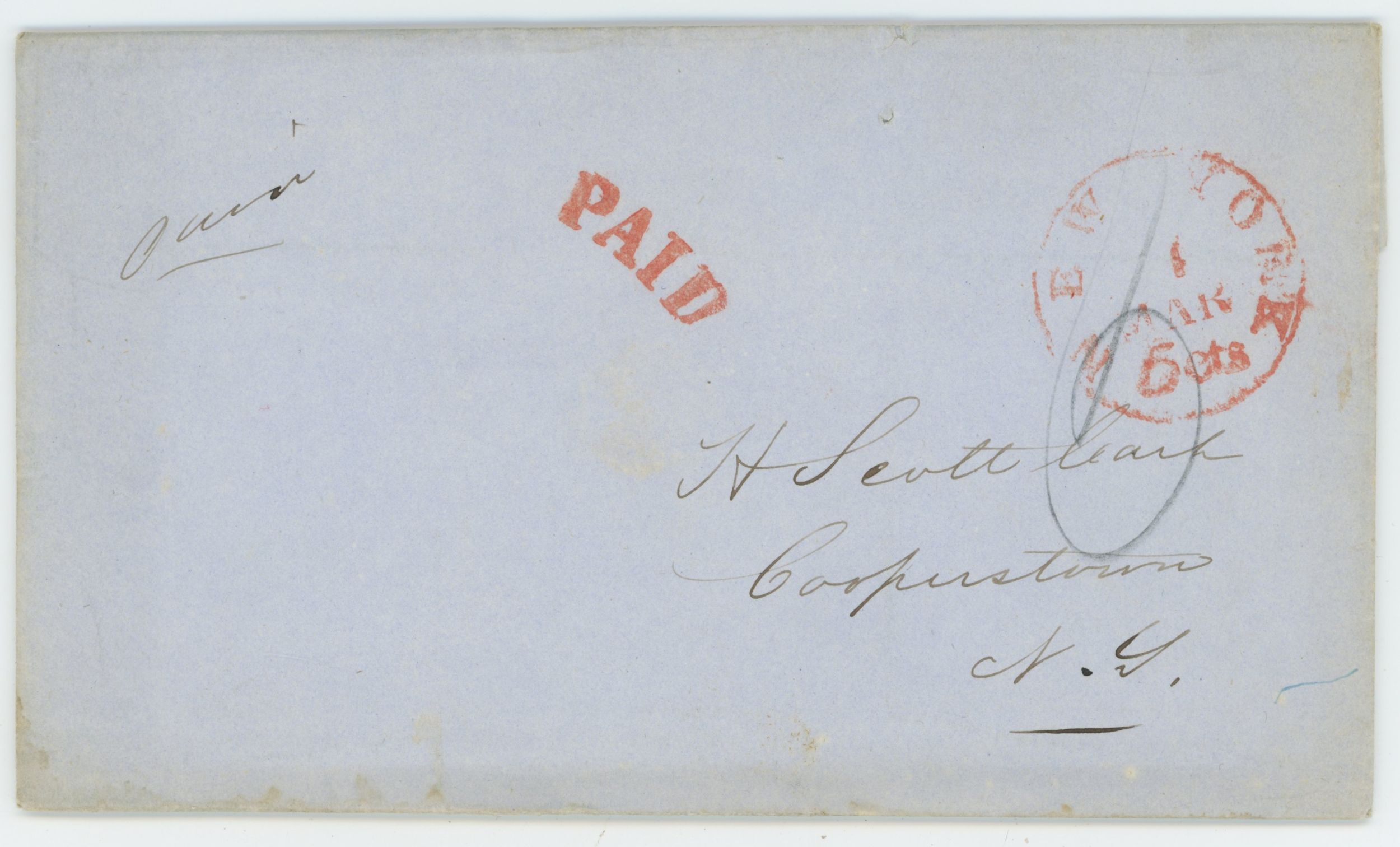USA Stampless Folded Wall Street invoice from Feb 1, 1851 with New York ...