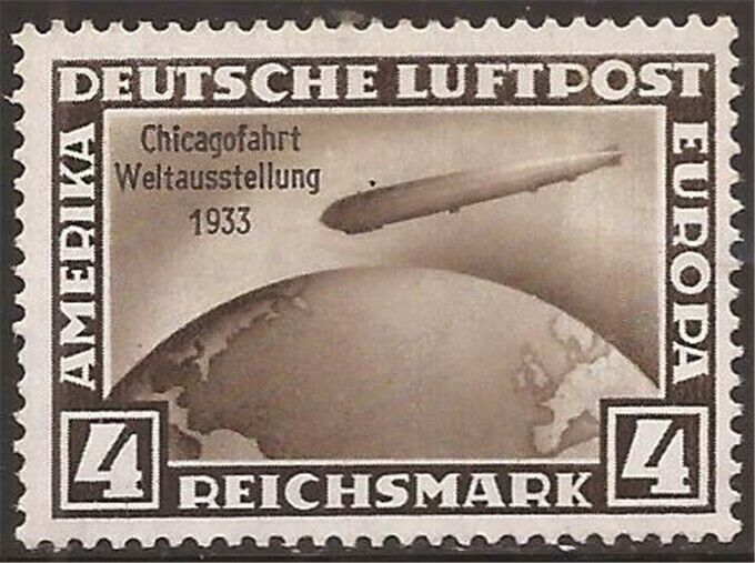 Germany - 1933 4m Graf Zeppelin Stamp w/Century of Progress Overprint ...