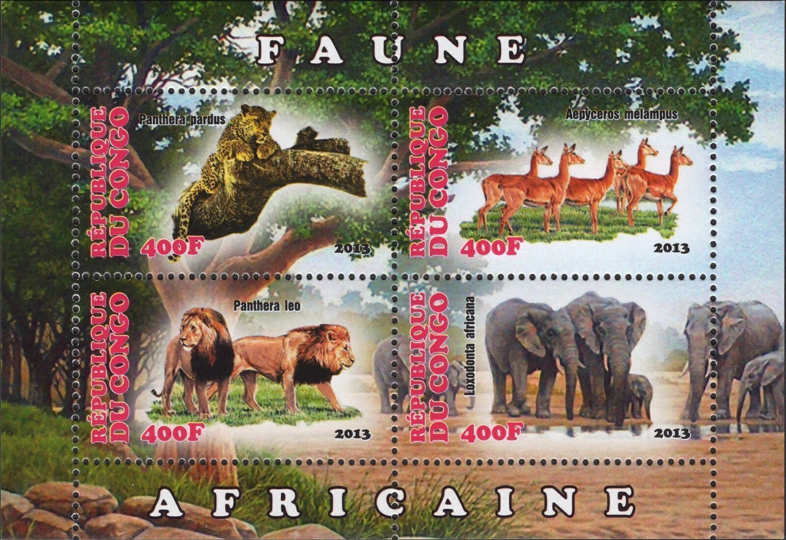 Congo Wild Animals Fauna Africa Souvenir Sheet of 4 MNH | Worldwide ...