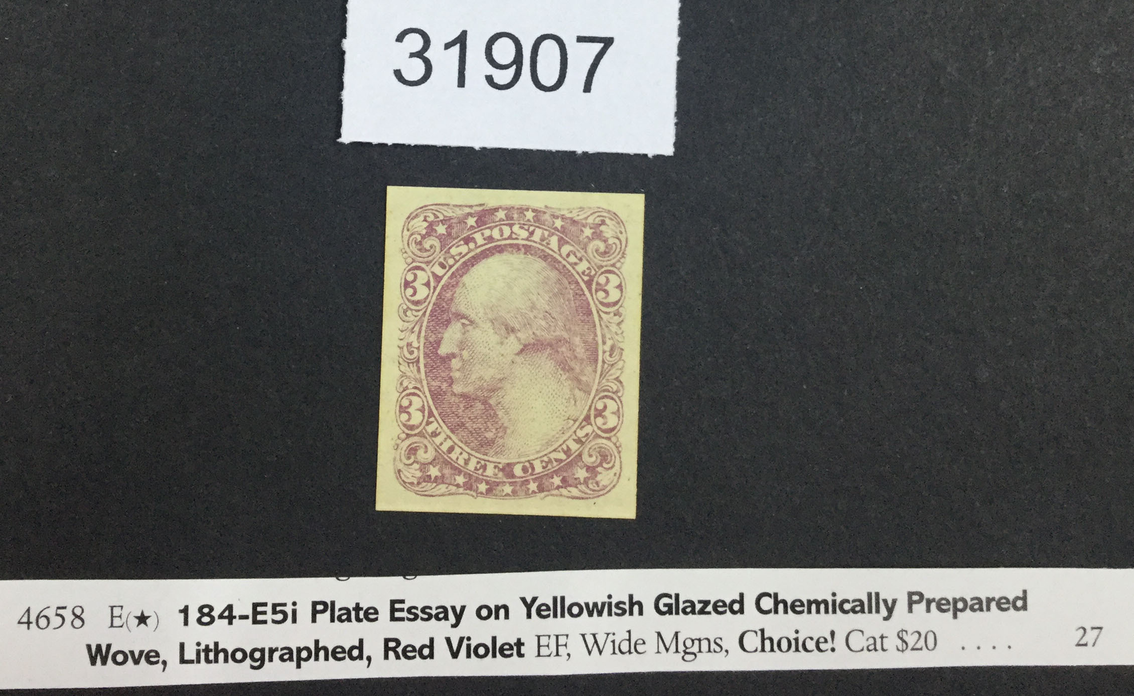 US Stamps #184-E5I Plate Essay RED Violet LOT #31907 | United States ...