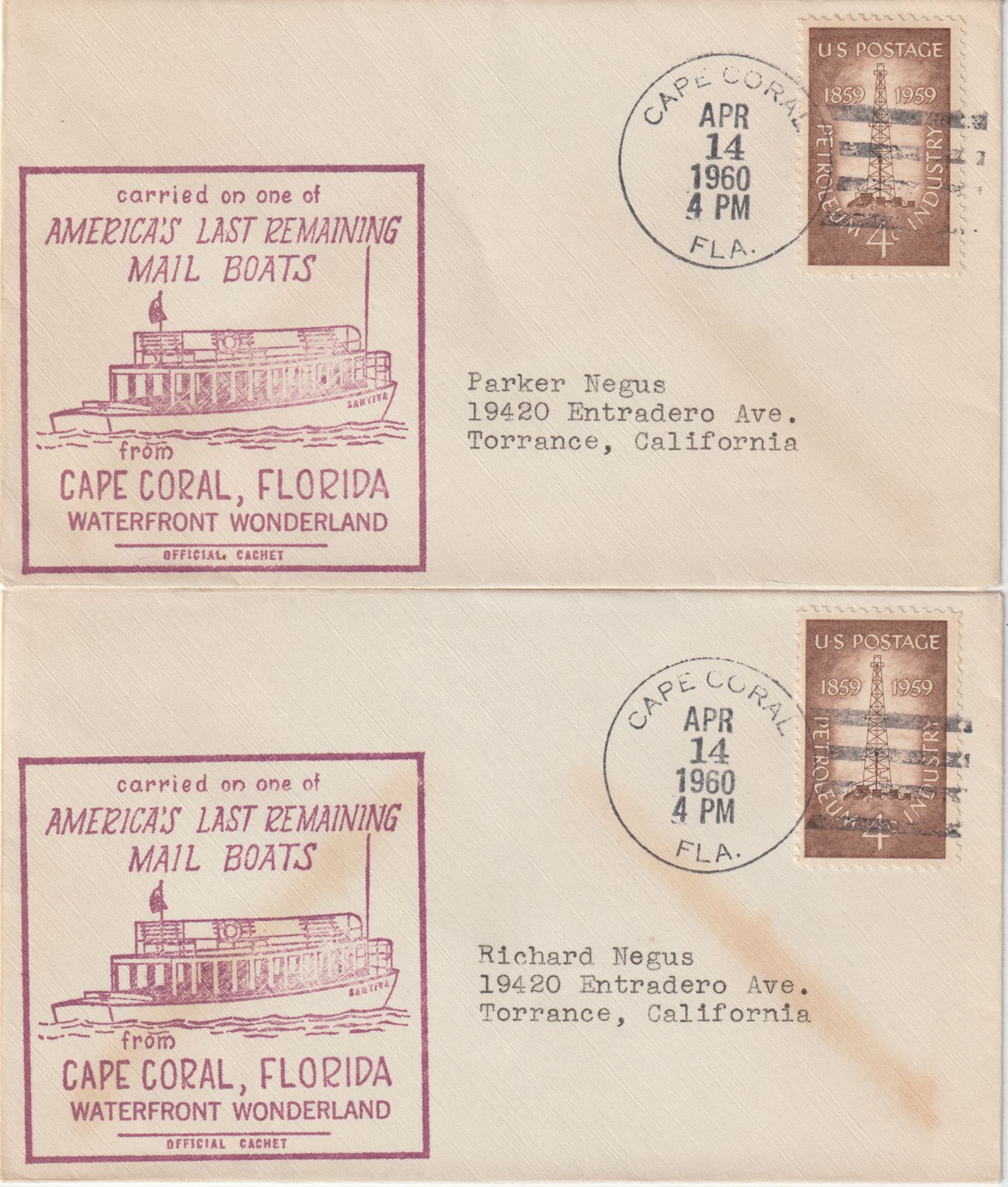 Last Remaining Mail Boats Covers Cape Coral, Florida 1960 | United ...