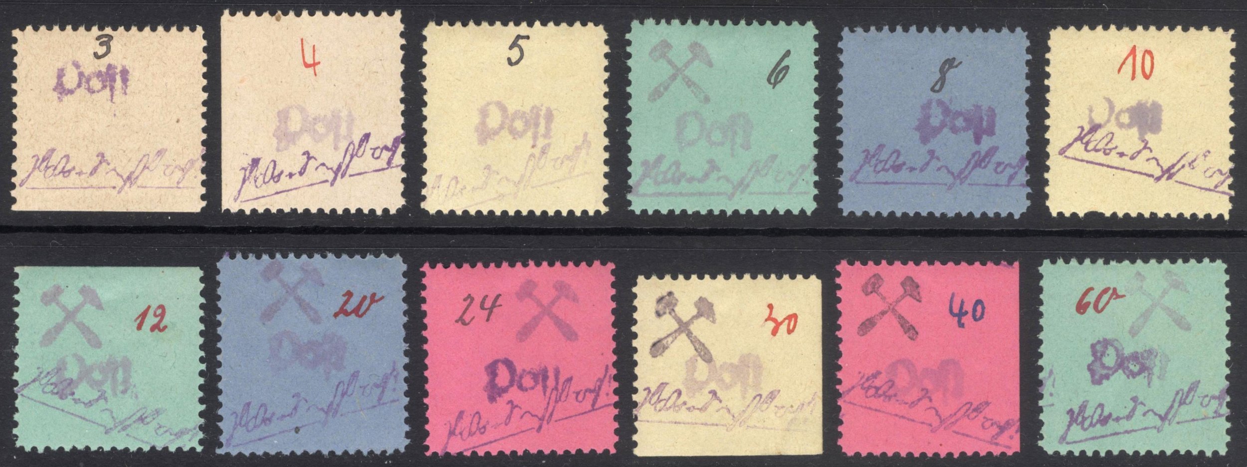 Germany Großräschen 1945 3pf-60pf Local Provisional issue Michel 1-12 ...