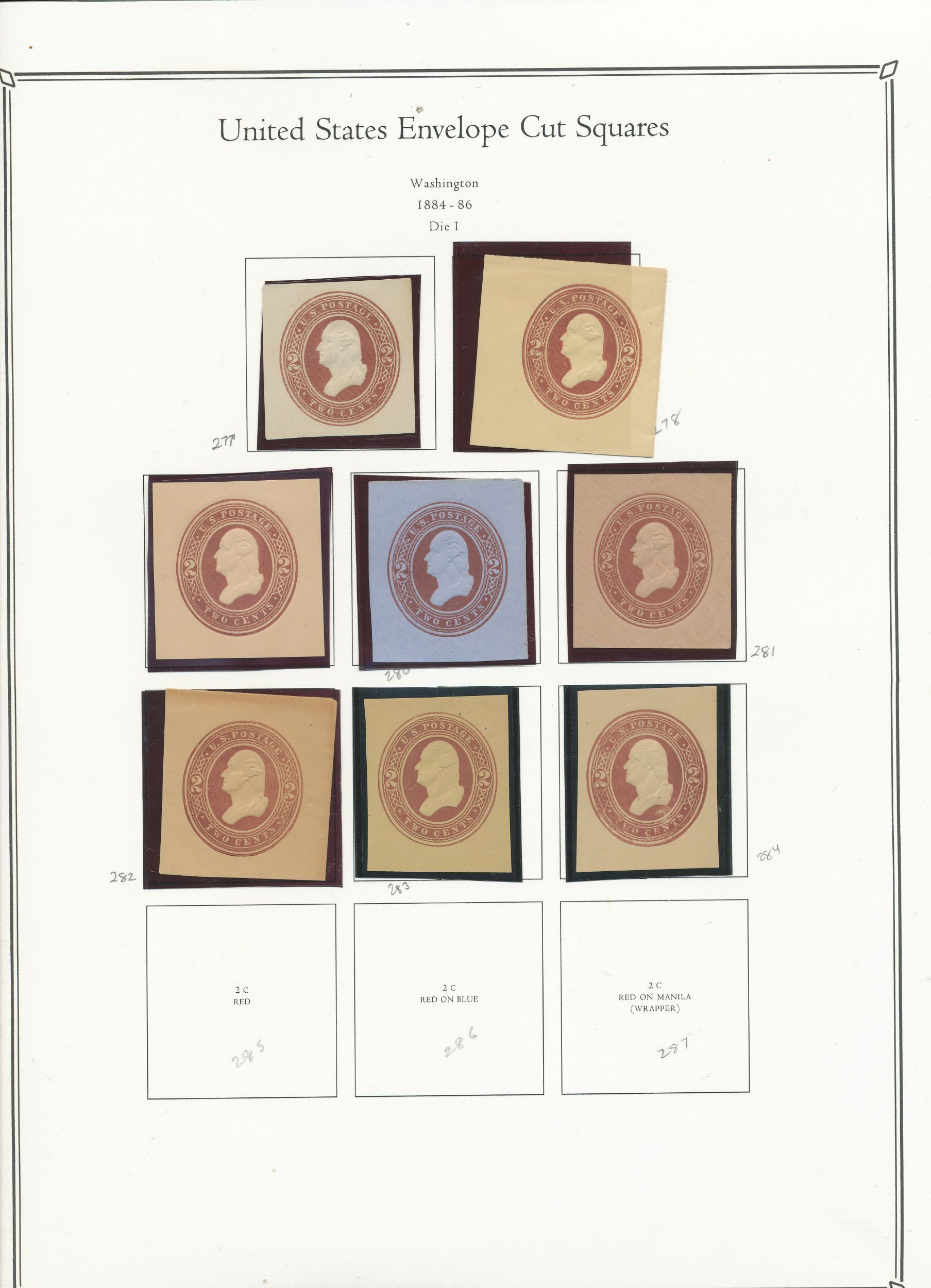MNH US Envelope CUT Squares Mounted on Palo Album Pages (009) | United ...