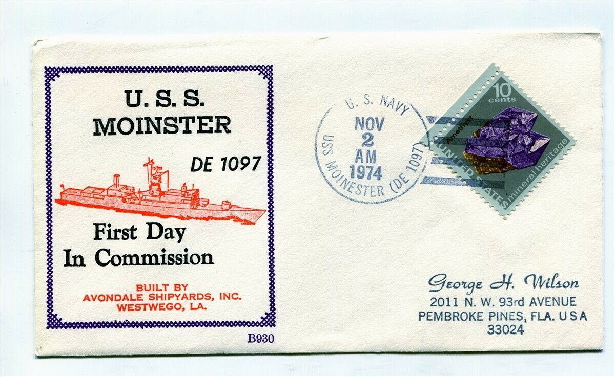 US Naval Ship Cover - USS MOINESTER (DE1097) 1974 | United States ...