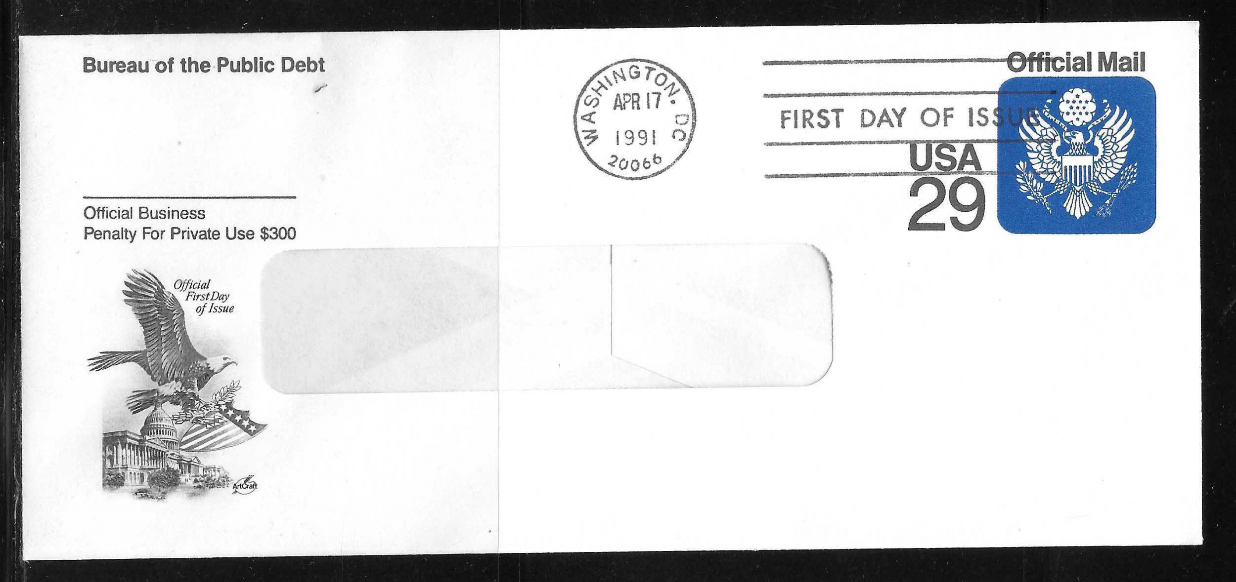 United States Official Envelope Uo83-85 Unaddressed Artcraft FD / HipStamp