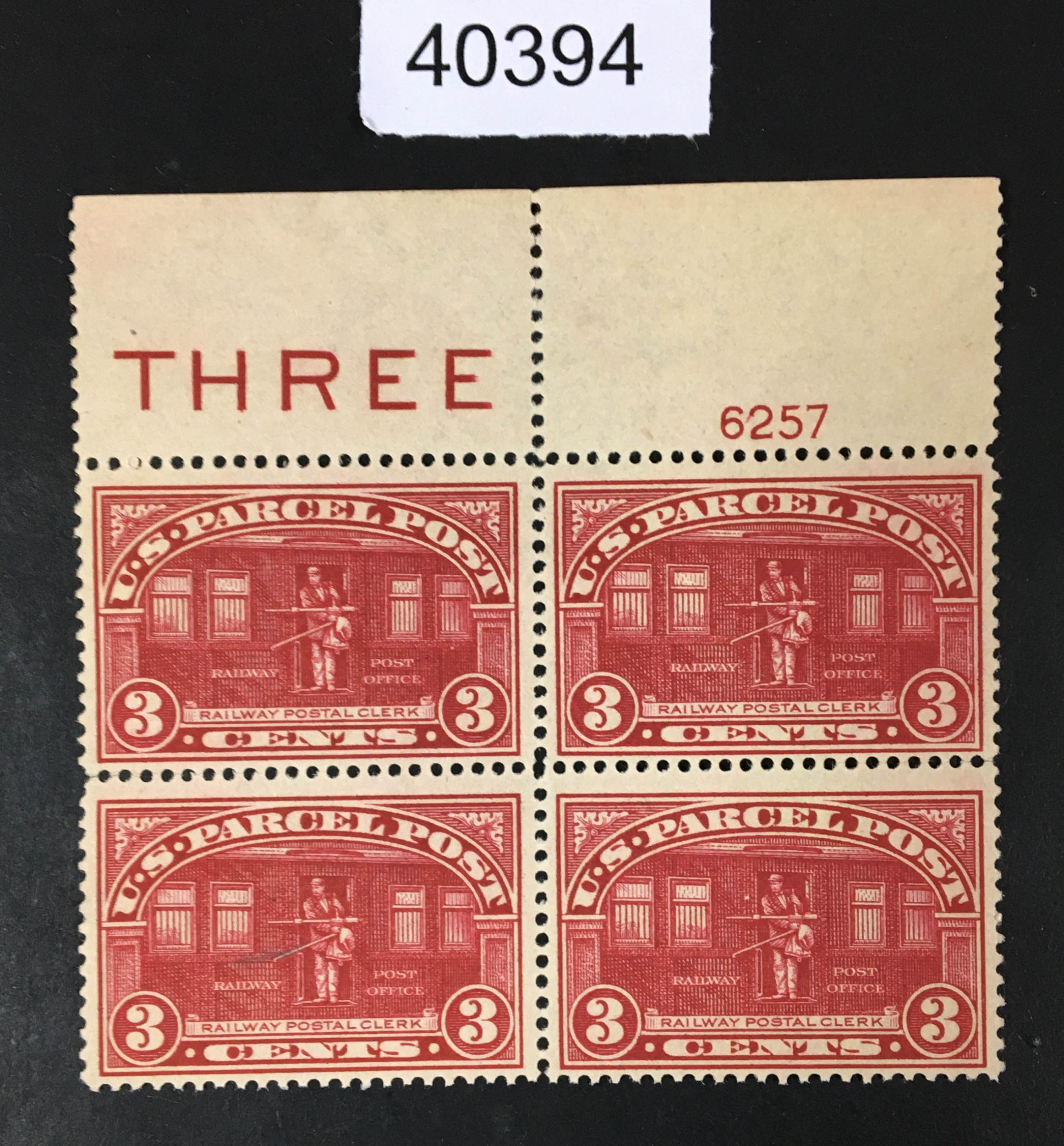 US Stamps # Q3 Mint OG NH Plate Block of 4 $100+ LOT #40394 | United ...