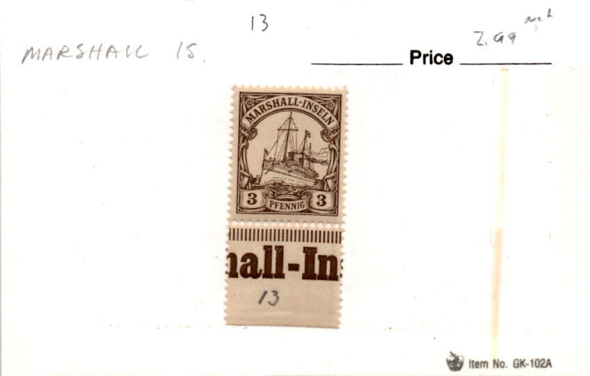 Marshall Island - German Colony, Postage Stamp, #13 Mint NH, 1901 (AB ...