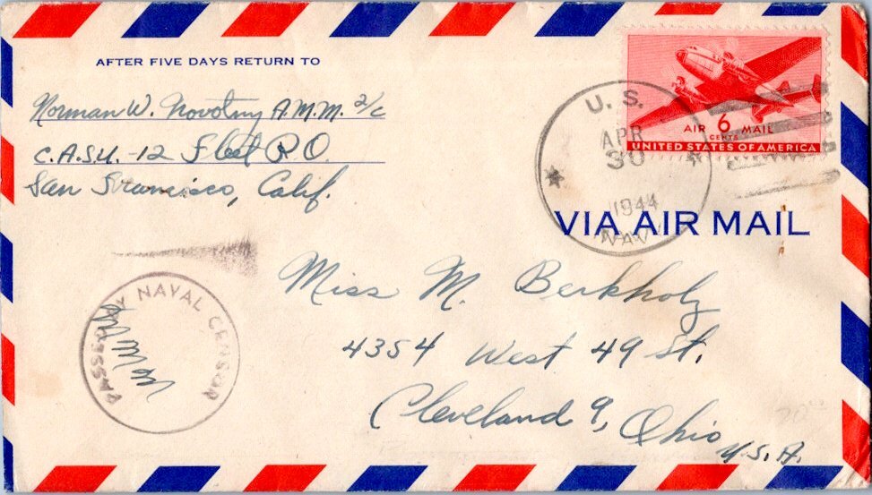 United States Fleet Post Office 6c Transport 1944 U.S. Navy Carrier ...
