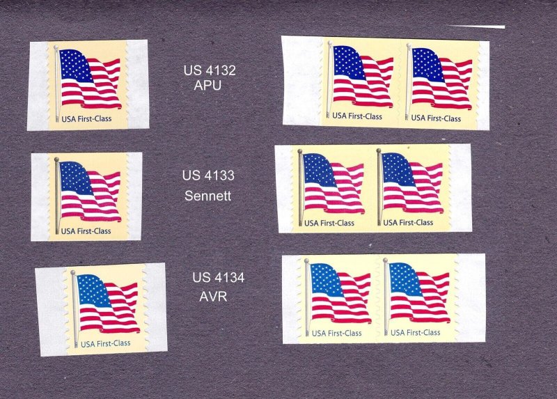 Triple 41c Flag ND US 4132 APU, US 4133 Sen, US 4134 AVR Lot 3 MNH ...