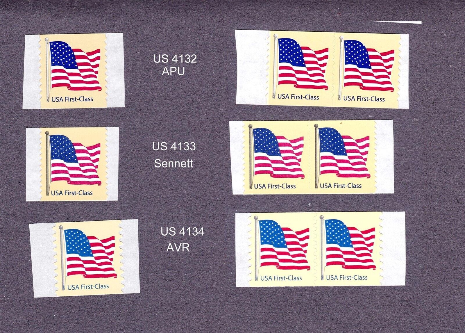 Triple 41c Flag ND US 4132 APU, US 4133 Sen, US 4134 AVR Lot 3 MNH ...