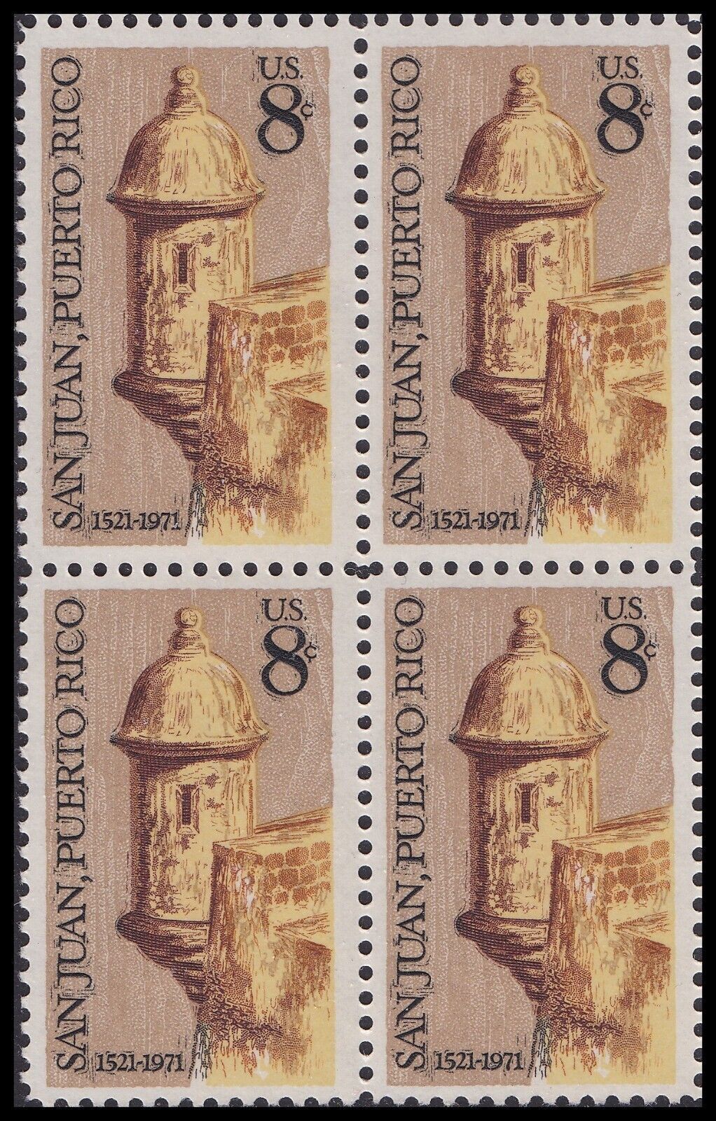 US 1437 San Juan Puerto Rico 8c block (4 stamps) MNH 1971 | United ...