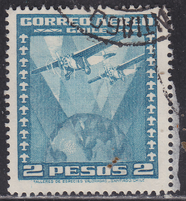 Chile C40 Two Airplanes Over Globe 1934 | Central & South America ...
