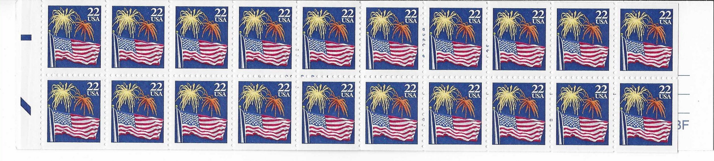 US#2276a $0.22 Flag with Fireworks booklet pane of 20 CV$9.00 | United ...