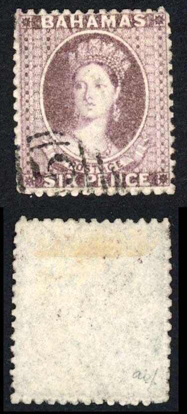 Bahamas SG19 6d lilac Perf 13 No Wmk Fine Used Cat 450 pounds RPS Cert ...