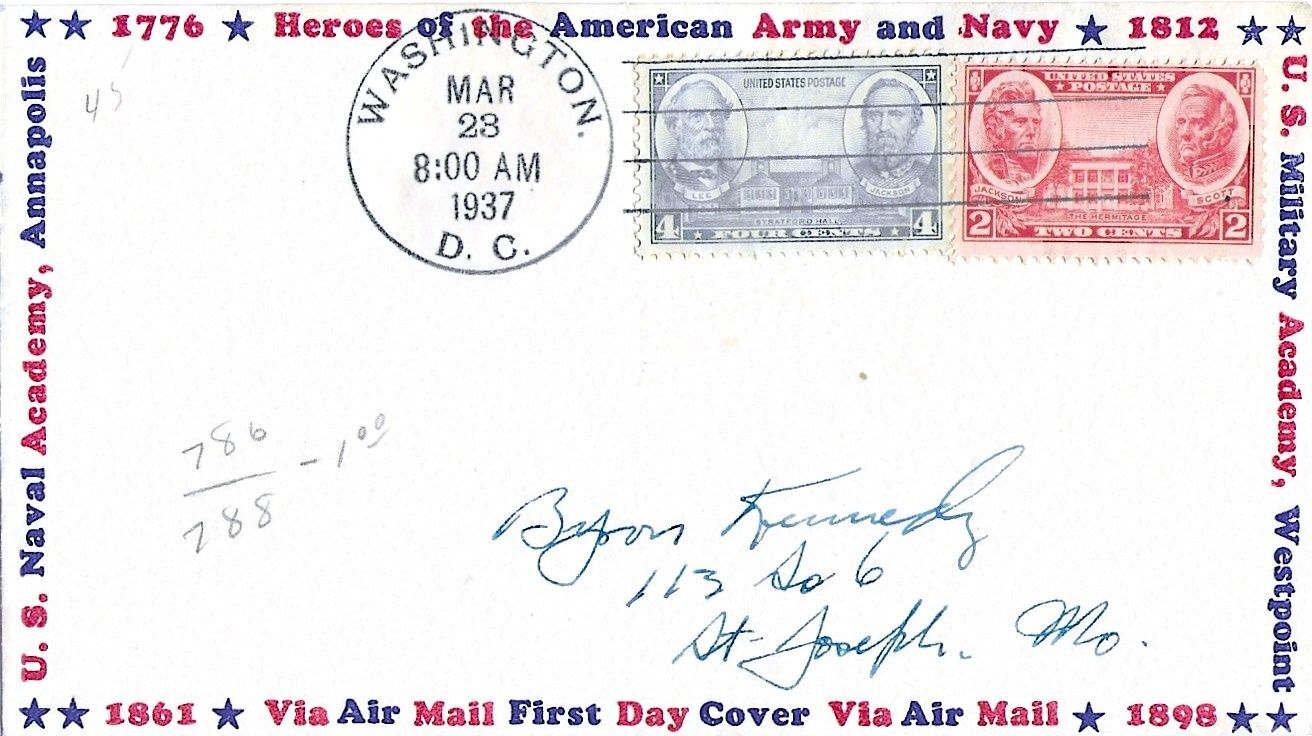 1937 FDC, #788, 4c Army Heroes, Ioor P-3a - combo w/#786 | United ...