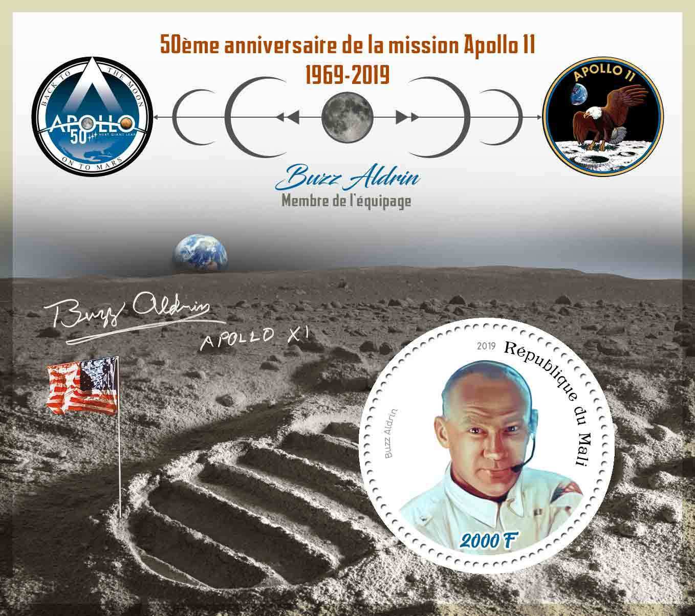 Apollo 11 Crew Space Anniversary Moon Landing Mali 2019 Mnh Stamp Set 7