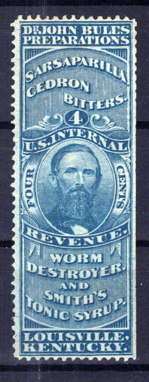 US Revenue Medicine Stamp RS43b FVF Dr. John Bull's silk paper ZAYIX ...