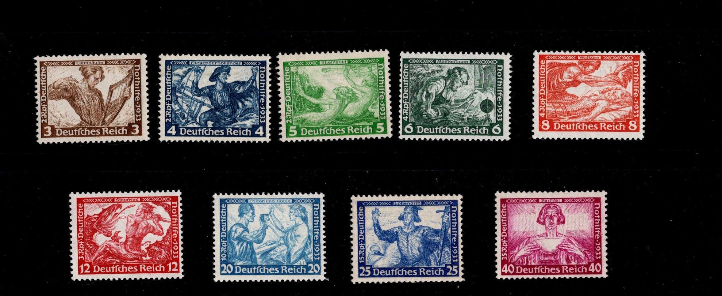 Germany 1933 " Nothhilfe Wagner" semi-postal stamps MNH Sc# B49-57 ...