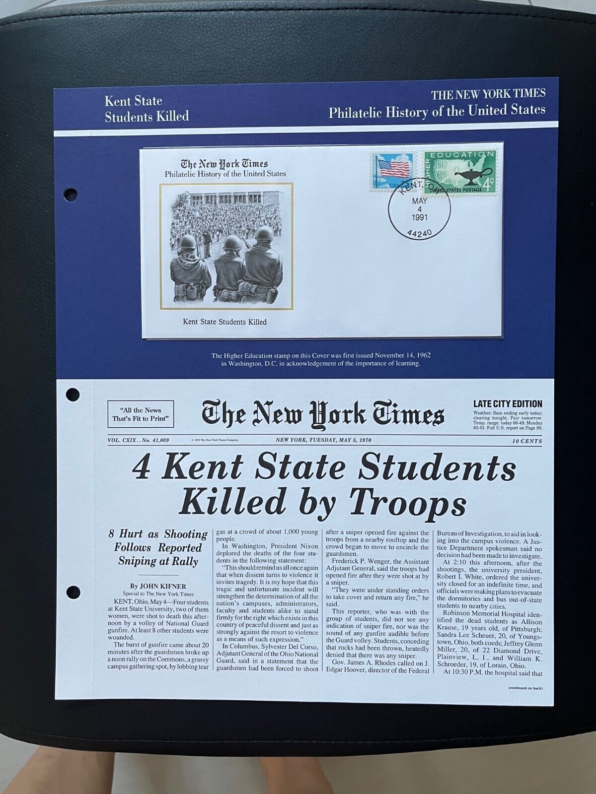 NY times Philatelic history of US panel: Kent state students killed ...