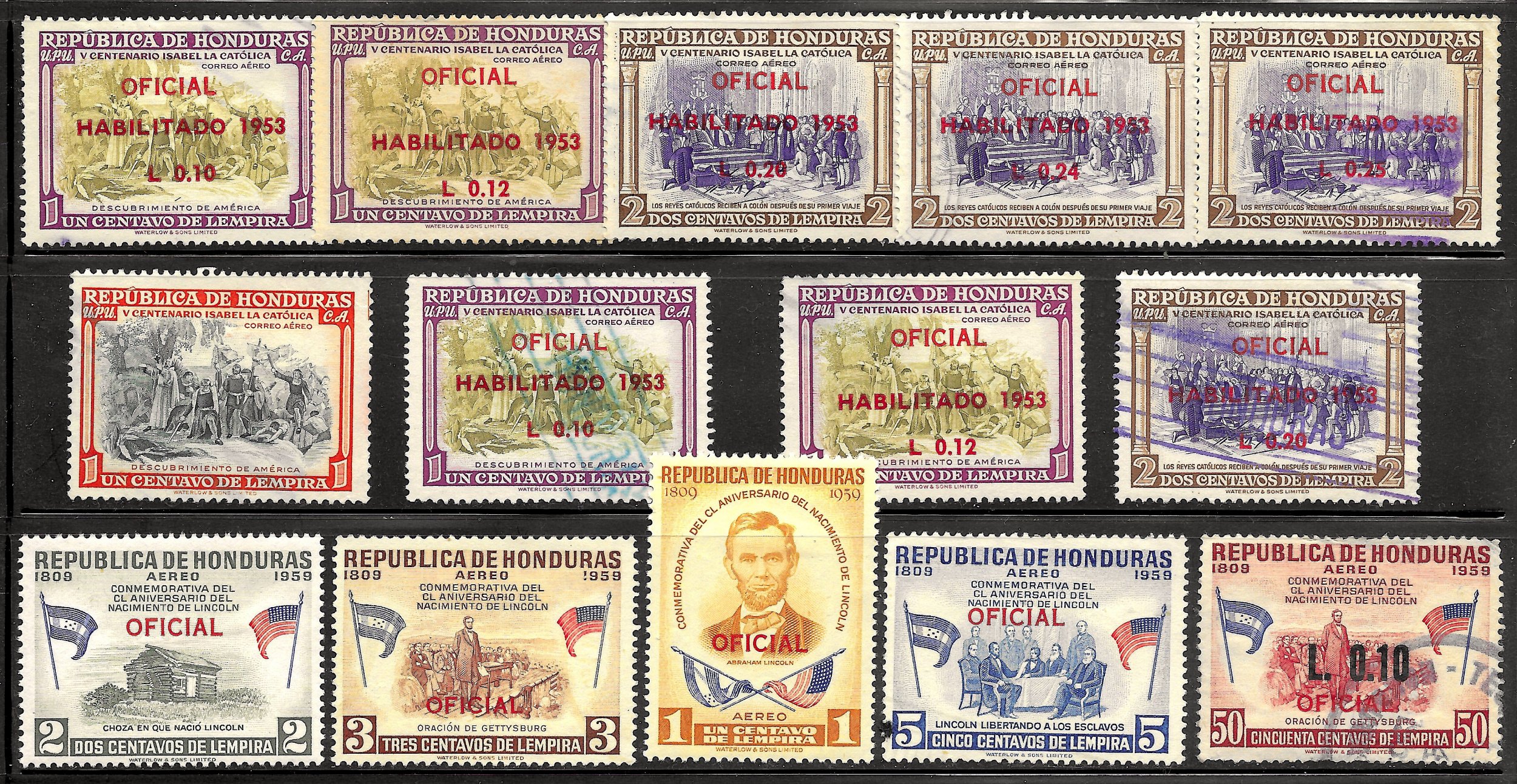 Honduras - Group of 14 stamps from 1953-59 - See scan | Central & South ...